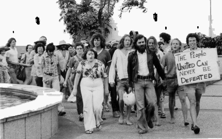 Friends of the Dirt marching around in circles in King George Square ...